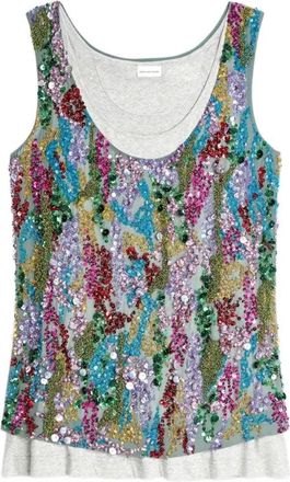 Dries Van Noten Homme, Tops, Multicolore, Taille: S Canotta ricamata