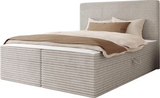 Mirjan24 Boxspringbett Wokio, Doppelbett mit Topper und Matratze, Polsterbett mit 2 Bettk&auml;sten, Bett mit gepolstertes Kopfteil, Continentalbett (Ambience 04, 1