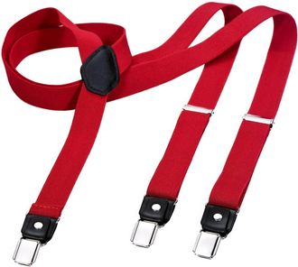 DonDon Hosentr&auml;ger Herren rot schmal 2,5 cm - Extra starke Clips f&uuml;r Anzug - Hosentr&auml;ger Herren extra stark - Ideal f&uuml;r M&auml;nner oder Damen Rockabilly Suspende