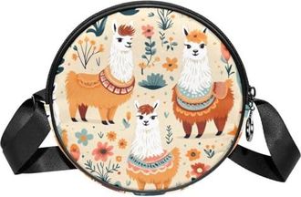 Generic Sac &agrave; bandouli&egrave;re circulaire pour femme, petit sac &agrave; bandouli&egrave;re avec fermeture &eacute;clair et bretelles r&eacute;glables style d&eacute;contract&eacute; pour femmes et filles