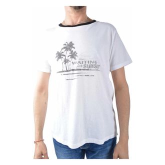 Saint Laurent Sunset Print Baumwoll-T-Shirt - - Tops - Herren - Wei&szlig; - L