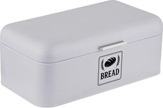 Relaxdays Brotkasten, Brotbox mit Deckel & Griff, HBT: 17x42x24 cm, Brot aufbewahren, Brotkiste Retro, Metall, grau