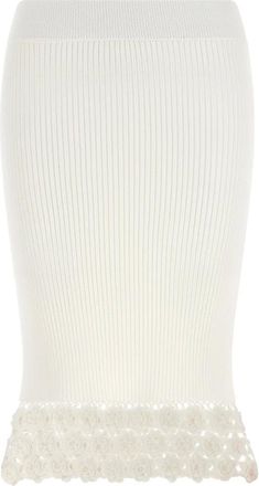 Ganni Femme, Jupes, Blanc, Taille: 38 FR Cotton Crochet Knitted Stretch Midi Skirt