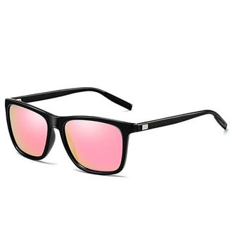 Generic Lunettes de soleil minimalistes &agrave; monture carr&eacute;e - Design polaris&eacute;, protection UV400, nuances dext&eacute;rieur tendance, Cadre noir - Chips roses en fleurs 