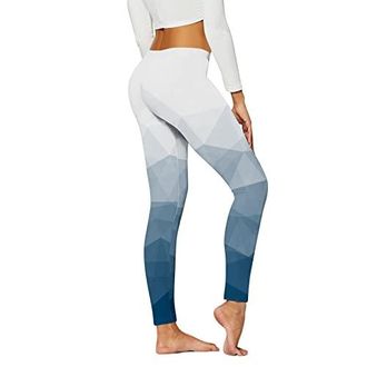 Generic Legging d&eacute;contract&eacute; taille haute pour le sport, le yoga, imprim&eacute; g&eacute;om&eacute;trique color&eacute; pour femme, bleu, 3XL