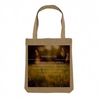 Fabulous Sac Shopping Tote Bag Aspect Lin - Giovanni 3:16 Bible Verse Spiritual Religious Quote - Sac de Courses Toile Epaisse 360g Beige Naturel Cabas Port&eacute; E