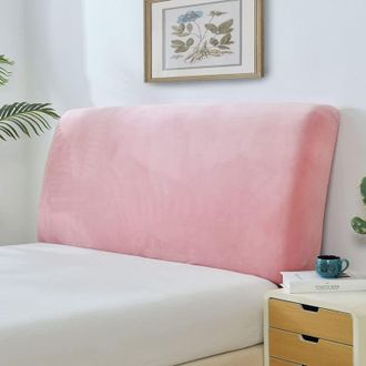 Generic Samtbezug Kopfteil Bezug Queen California King Stretch Bettkopfteil Bezug Staubdichter Schutzh&uuml;lle f&uuml;r Schlafzimmerdekoration Rosa L&auml;nge des Queen-Kop