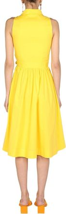 Moschino Heart Pocket Shirt-Collar Cotton Dress - Yellow