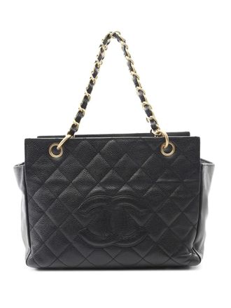Chanel sac à main matelassé à détail de chaîne - Noir