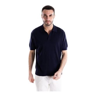 Paolo Pecora Strukturiertes Strick-Polo - - Tops - Herren - Blau - M