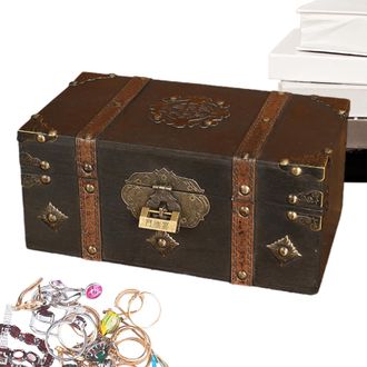 Generic Vintage Aufbewahrungsbox | Vintage Schmuckschatulle | Schmuckkästchen aus Holz mit Schloss, Aufbewahrungsbox aus Holz, dekorative Schatzkiste für Ande