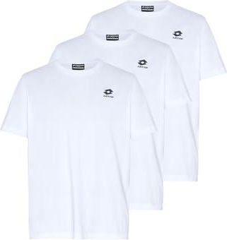 Lotto Lot de 3 t-shirts basiques pour homme - Coupe droite - 100 % coton - Avec petit logo - T-shirt à manches courtes - Taille M à 5XL, Blanc., 3XL