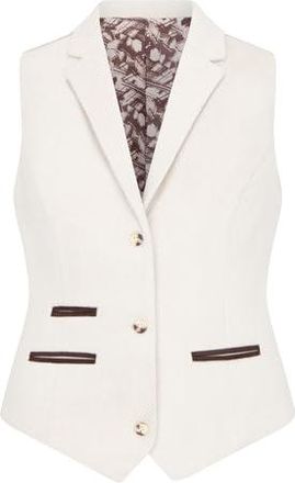 Infinity Leather Gilet en Tweed de Laine M&eacute;lang&eacute;e Cr&egrave;me Coupe Ajust&eacute;e Pour Femme