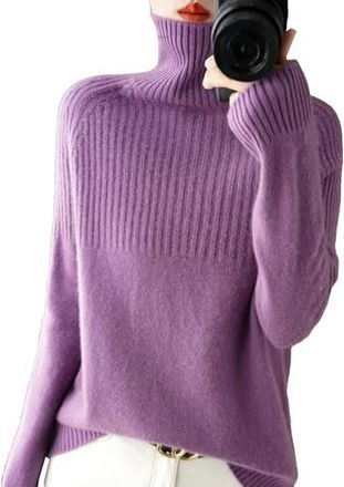 Generic Pull &agrave; col roul&eacute; pour Femme, Manches Longues, Ample, &eacute;pais, c&ocirc;tel&eacute;, Doux et Confortable, id&eacute;al pour lhiver
