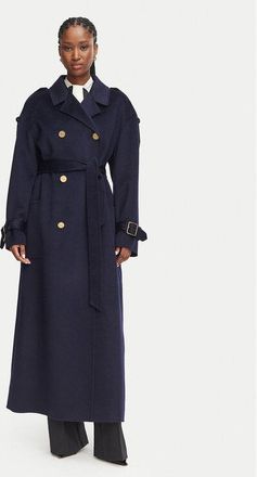 Elisabetta Franchi Wollmantel CP-02D-66E2-V790 Dunkelblau Regular Fit