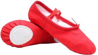 Minkissy Chaussures de Ballet L&eacute;g&egrave;res Antid&eacute;rapantes pour Danse et Yoga Toile Respirante Semelle Souple Rouge Adapt&eacute;es Aux Femmes et Filles