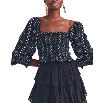 LoveShackFancy Gemusterte Bluse mit Sternenmuster - - Blouses & Shirts - Damen - Schwarzk - S
