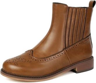 Generic Bottines western cowgirl pour femme - Fermeture &eacute;clair lat&eacute;rale - Bout rond - Talons blocs bas perfor&eacute;s, jaune, 38.5 EU