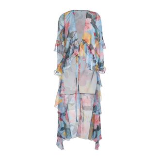 PatBo Patbo, Femme, Maillots de bain, Bleu, Taille: 36 FR Haut Asymétrique Floral avec Détail à Volants