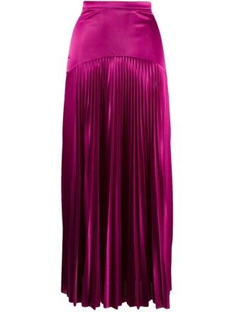 Christopher Kane jupe longue en satin &agrave; design pliss&eacute; - Rose