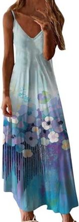 Generic Robes amincissantes pour femme, robe d&eacute;t&eacute;, jupe longue, coupe ajust&eacute;e, 2026, bleu, XXL