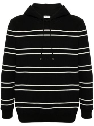 Saint Laurent Gestreifter Hoodie - Schwarz