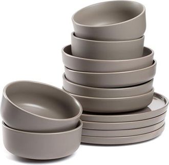 Leonardo Geschirrset ROMA 12-teilig - Tafel-Service für 4 Personen - je 4 Teller Ø 22 cm, Teller Ø 27 cm und Teller Ø 20 cm - Mikrowellen- & Spülmaschinengeeig