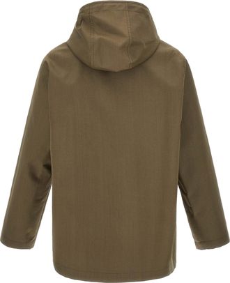 Fendi Coated Cotton Canvas Anorak Coat - Olive