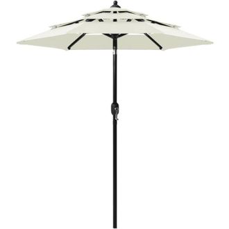 vidaXL Parasol &agrave; 3 niveaux avec m&acirc;t en aluminium Sable 2 m