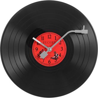 Amosfun Kreative Schallplatten-Wanduhr - Vinyl-Wanduhr F&uuml;R Wohnzimmer, B&uuml;Ro, Kinderzimmer - 30 cm Rote Schallplatte - DIY Graffiti Design - Perfekt F&uuml;R Musikl