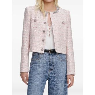 Self Portrait Femme, Vestes, Rose, Taille: 38 FR Ss26026J Embellished Tweed Jacket