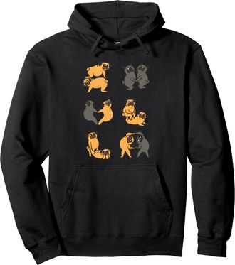 Huebucket Pug Couple Poses Pullover Hoodie
