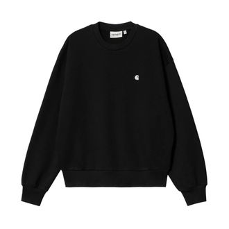 Carhartt Work in Progress Femme, Sweatshirts et sweats à capuche, Noir, Taille: 36 FR SweaT-shirt à Manches Ballon avec Logo Argenté