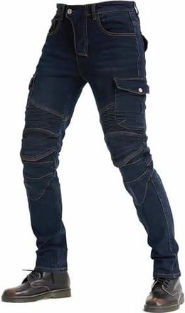 Generic Jeans de Moto pour Hommes, Pantalons de Motard avec Protection blind&eacute;e, Pantalons en Denim Moto avec genouill&egrave;res renforc&eacute;es