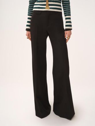 Chlo&eacute; Womens Pantalon Tailleur En Laine Grain De Poudre Noir Black Trousers