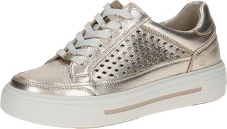 Caprice Damen Plateau Sneaker aus Leder mit Lochmuster, Metallisch (Platin Metal.), 38.5 EU