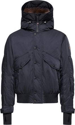 Moncler Moncler Doudoune De Ski Breche &Agrave; Capuche Bord&eacute;e De Shearling, Homme, Bleu, Taille: 2