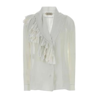 Alberta Ferretti Blouse &agrave; volants - Femme - Blouses et Chemises - Blanc - Taille: 36 FR