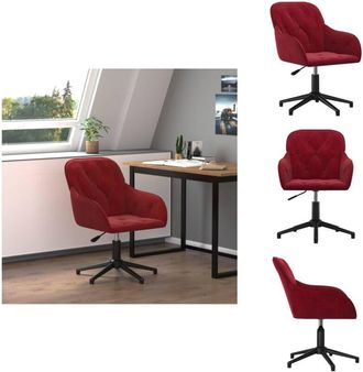 vidaXL Chaise pivotante de bureau Rouge bordeaux Velours - Chaise De Bureau - Chaise Ergonomique - Fauteuil De Bureau - Chaise Pivotante - Velours - Chaise