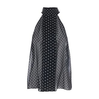 Tom Ford Punktiertes Seiden-Georgette Neckholder-Top mit Lavalli&egrave;re-Bindeband - - Tops - Damen - Schwarzk - XS