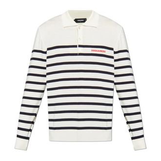 Dsquared2 Woll-Poloshirt mit Logo - - Tops - Herren - Wei&szlig; - XL