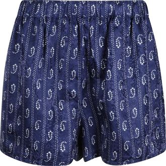 Tory Burch Femme, V&ecirc;tements de nuit et de d&eacute;tente, Bleu, Taille: 38 FR Paisley Silk Shorts