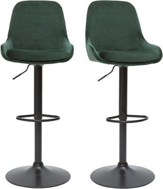 Miliboo H&ouml;henverstellbare Design-Barhocker gr&uuml;ner Samt (2er-Set) HOLO