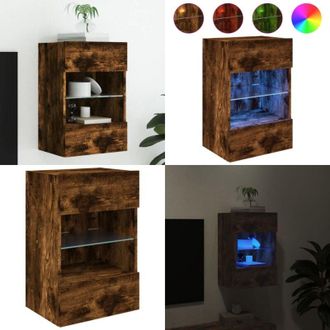 vidaXL Vidaxl - TV-Wandschrank mit LED-Leuchten R&auml;uchereiche 40x30x60,5 cm - TV-Schrank - Holzschrank - Regal - Wandregal - Fernsehschreibtisch - Home &