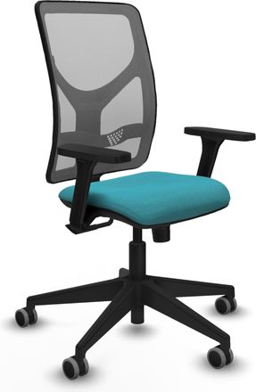 Piqueras y Crespo B&uuml;rostuhl mit weichen R&auml;dern, mit 3D-Armen, h&ouml;henverstellbare Lendenwirbelst&uuml;tze, ausgestattet mit 3 Positionen und Schneideschaum, Grau/T&uuml;rkis