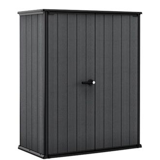 Dmora Gartenschrank Jasper, Gartenm&ouml;bel, Mehrzweck-Gartenschrank, Container f&uuml;r Balkon oder Garage, 140x74 h170 cm, Dunkelgrau - Dmora