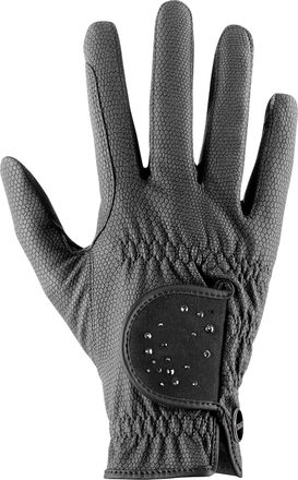 Uvex Sportstyle Diamond - dehnbarer Reithandschuh für Damen und Herren - strapazierfähig - veredelt mit Swarovski Kristallen - Black - 7