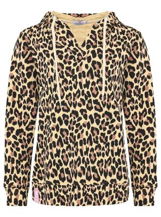 Zwillingsherz Damen Kapuzenpullover Pulli Hoodie, Leoparden-Muster und Unifarben, Beige (DE/NL/SE/PL, Alphanumerisch, XXL, Regular, Regular, Leo)