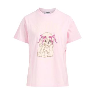 Ganni Femme, Tops, Rose, Taille: 40 FR T-shirt Chien