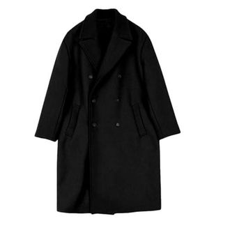 Generic Manteau Homme Hiver Chaud,Mens Anoraks - Manteau coupe-vent mi-long &agrave; de couleur unie pour hommes automne et hiver (Black, XXL)